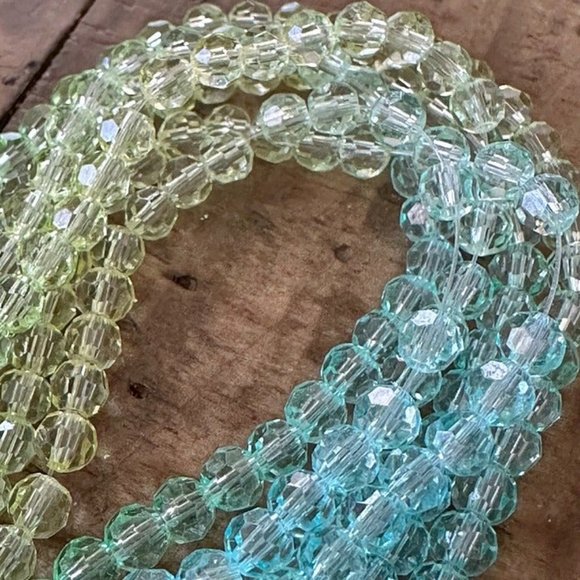 Hand Crafted | Office | 4mm Lime Green Ombre Faceted Round Glass Bead ...